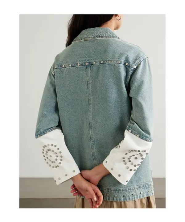 Sea Studded Two-tone Denim Jacket