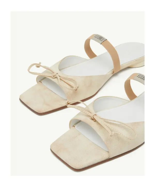 MAISON MARGIELA Bow Detail Square Toe Sandals - Nude