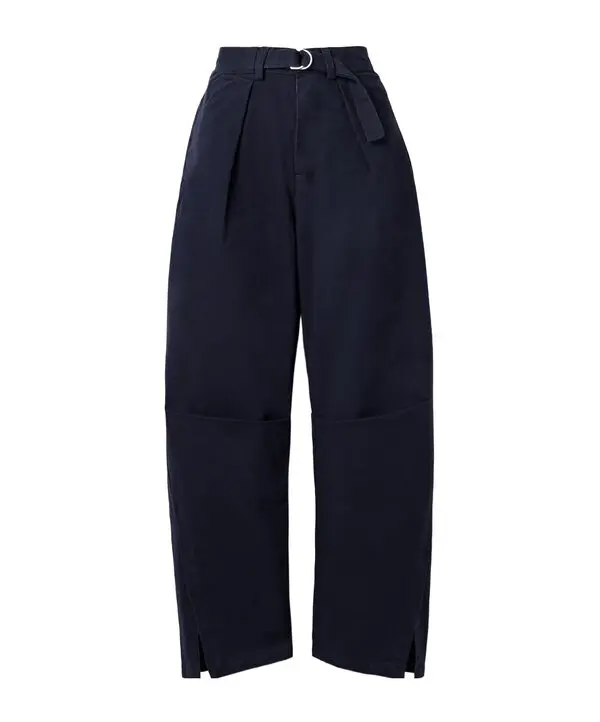 Sea Carolyn Belted Cotton-canvas Barrel-leg Pants - Black