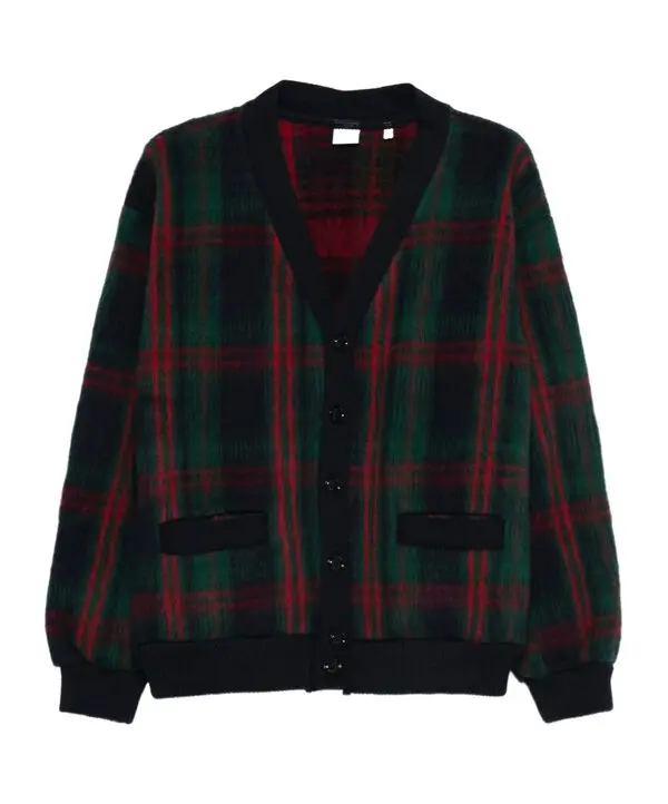 Aspesi Plaid Wool Cardigan - Black