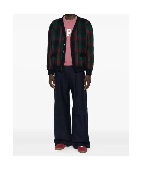 Aspesi Plaid Wool Cardigan - Black