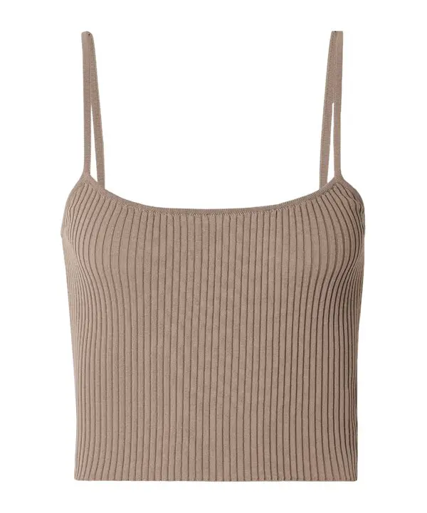 Staud Soleil Ribbed-knit Tank - Taupe