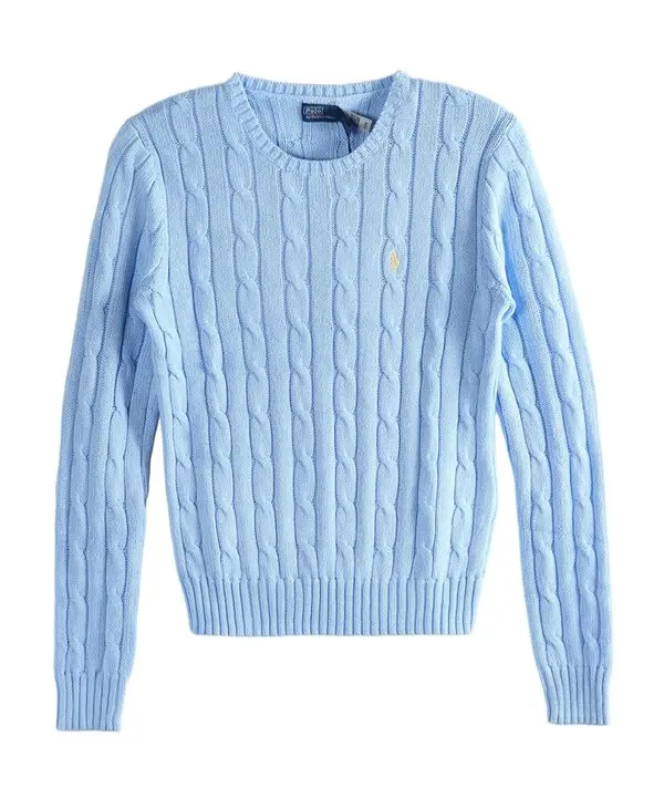 Polo Ralph Lauren Cable Knit Crewneck Jumper With Embroidered Pony - Blue