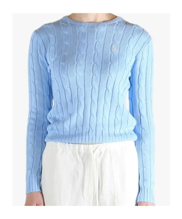 Polo Ralph Lauren Cable Knit Crewneck Jumper With Embroidered Pony - Blue