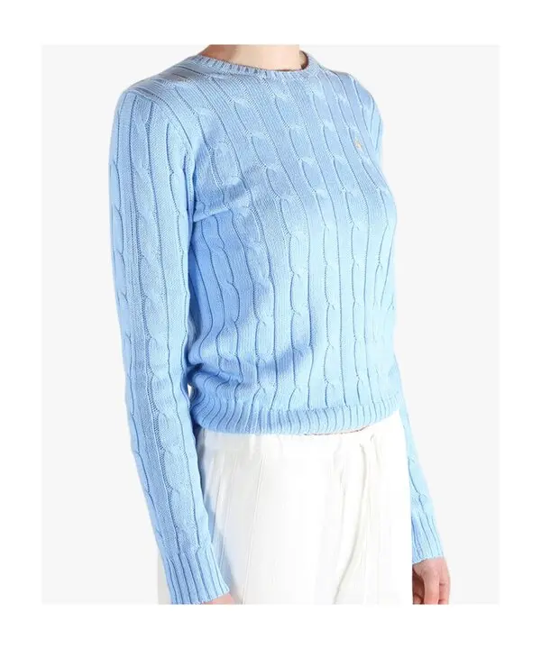 Polo Ralph Lauren Cable Knit Crewneck Jumper With Embroidered Pony - Blue
