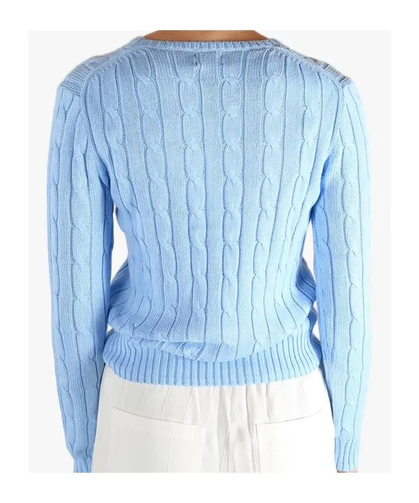 Polo Ralph Lauren Cable Knit Crewneck Jumper With Embroidered Pony - Blue