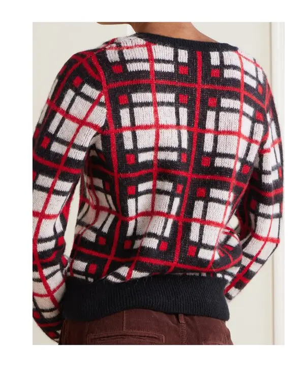 RE/DONE Embroidered Checked Jacquard-knit Sweater
