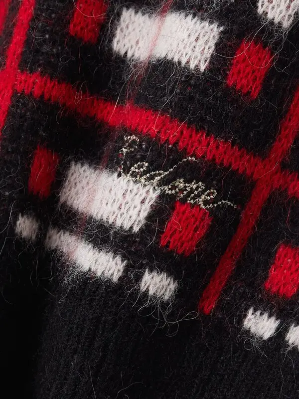 RE/DONE Embroidered Checked Jacquard-knit Sweater