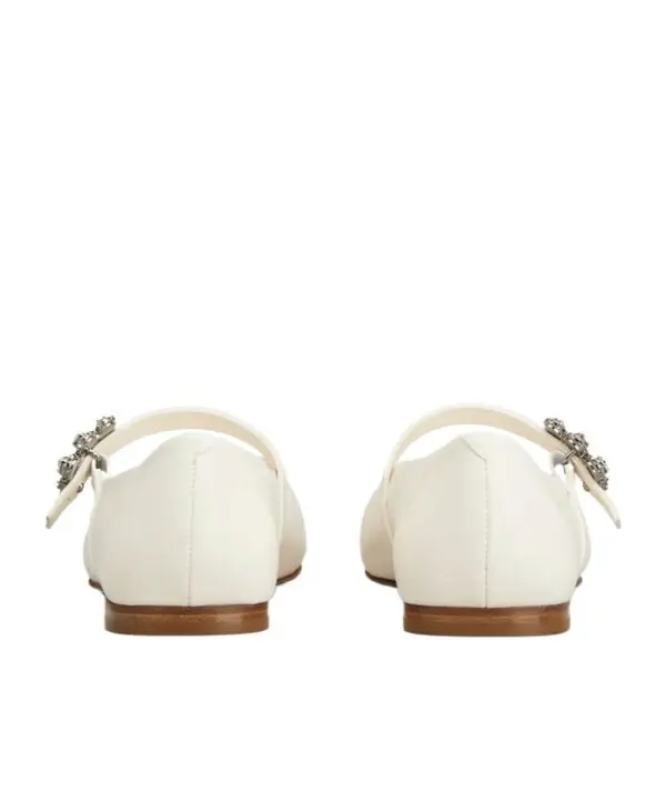 ROGER VIVIER Efflorescence Mary Jane Flats In Leather With Crystal Buckle