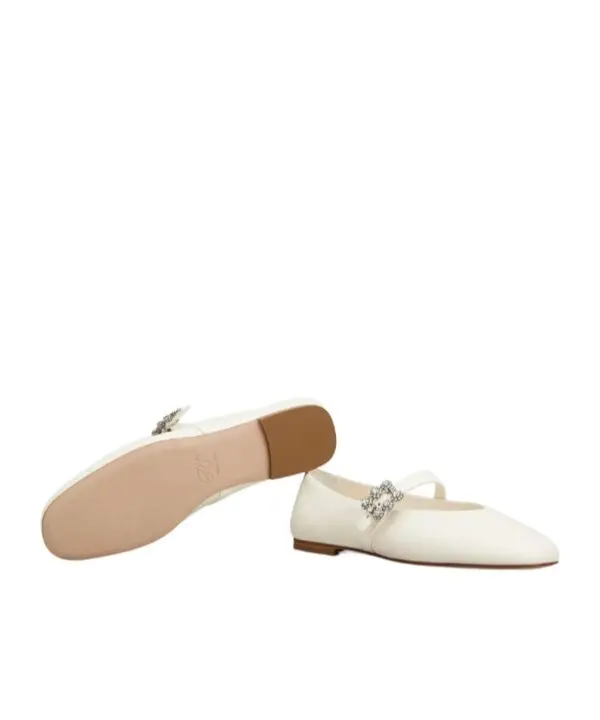 ROGER VIVIER Efflorescence Mary Jane Flats In Leather With Crystal Buckle