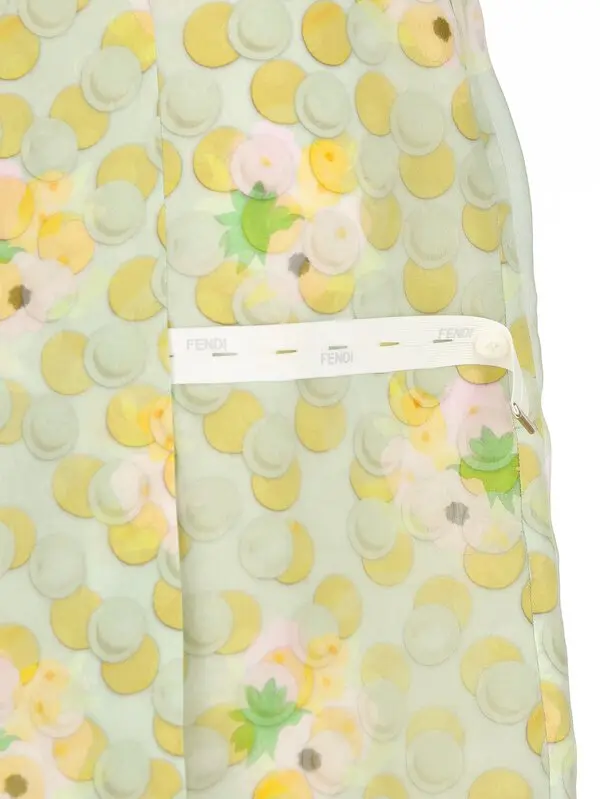 Fendi Floral Printed Midi Skirt - Green