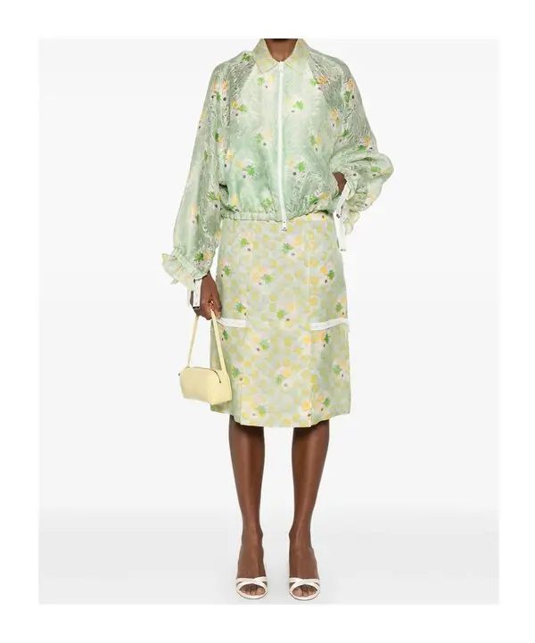 Fendi Floral Printed Midi Skirt - Green