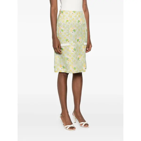 Fendi Floral Printed Midi Skirt - Green