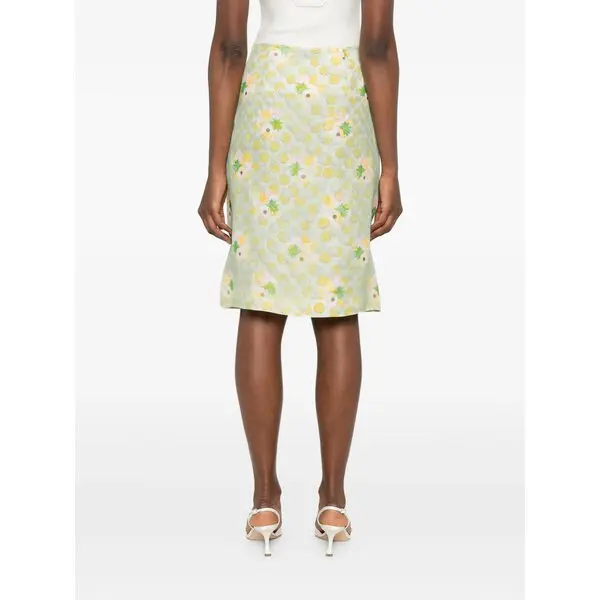 Fendi Floral Printed Midi Skirt - Green