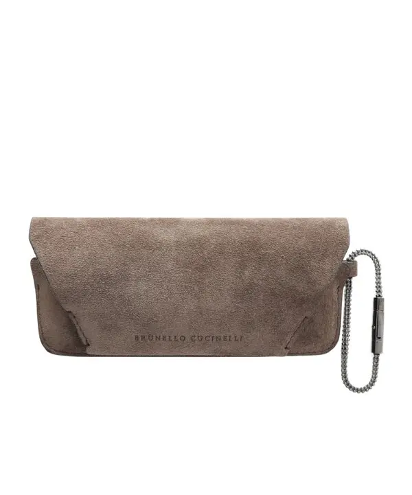Brunello Cucinelli Suede Glasses Case - Brown