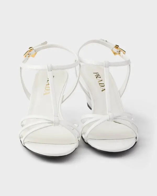 Prada Wedge Sandals With Enamel Triangle Logo