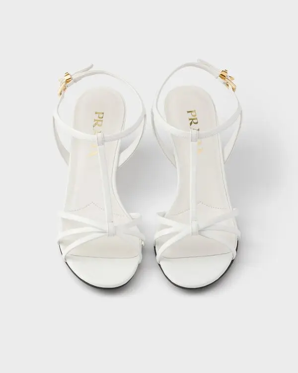 Prada Wedge Sandals With Enamel Triangle Logo