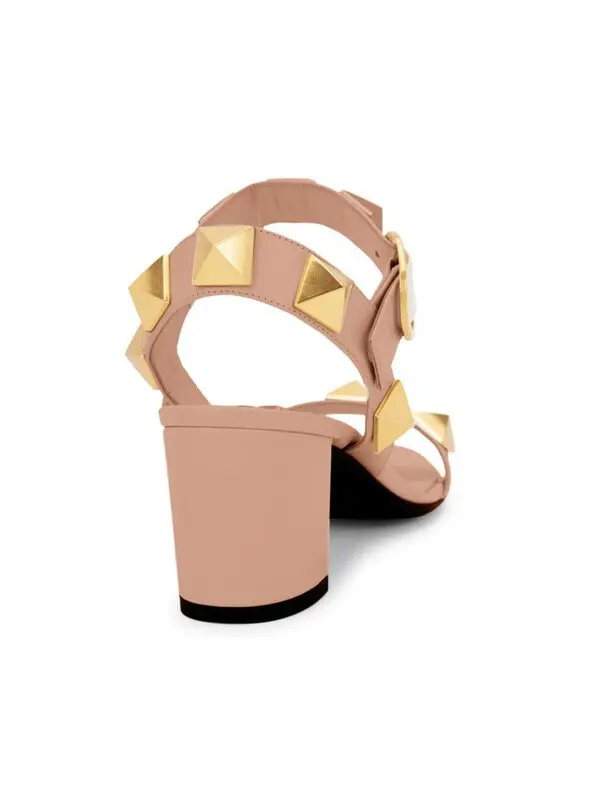 Valentino Garavani Roman Stud Calfskin Sandal 60 Mm - Nude