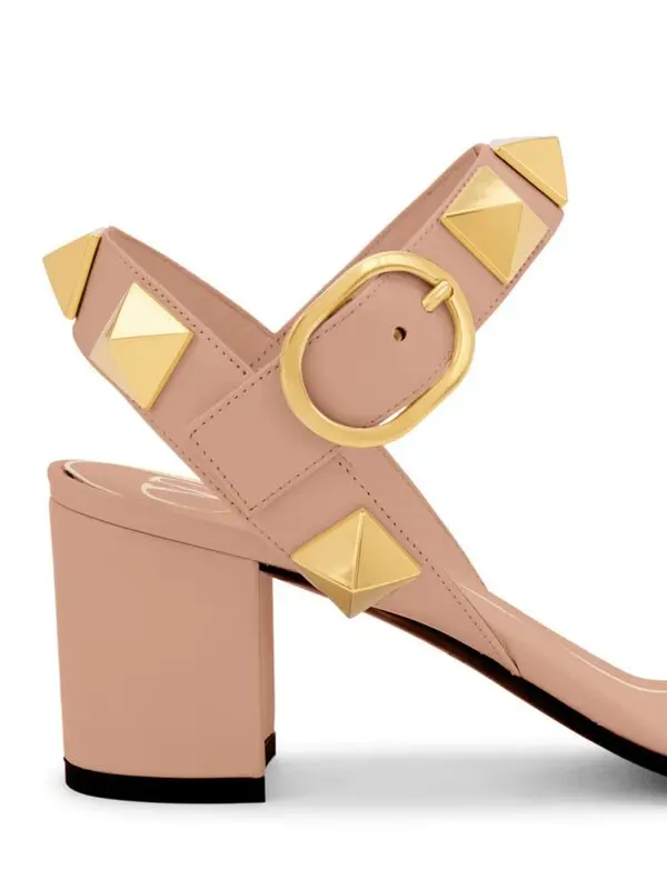 Valentino Garavani Roman Stud Calfskin Sandal 60 Mm - Nude