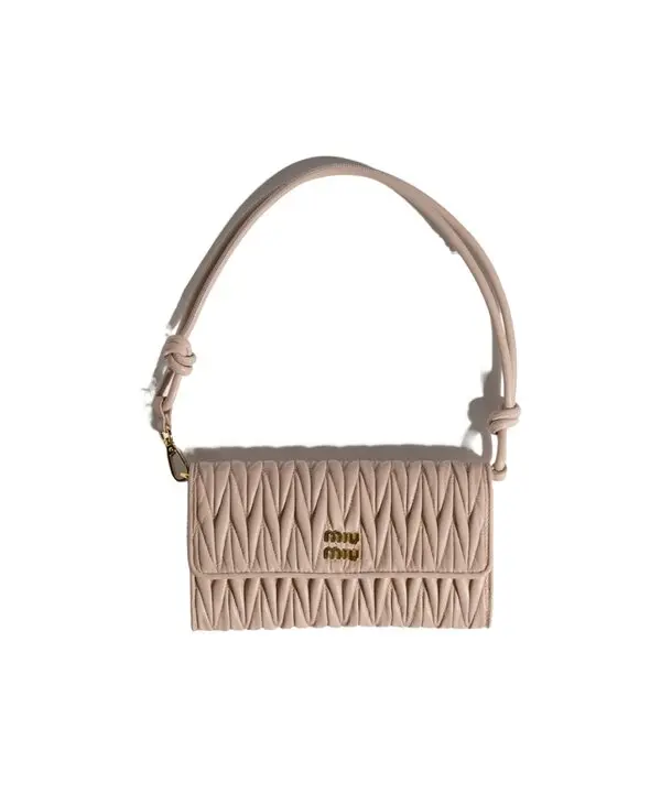 Miu Miu Matelassé Nappa Leather Wallet - Pink