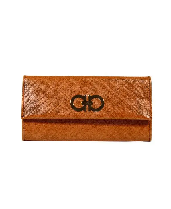 FERRAGAMO Logo Details Wallet - Brown