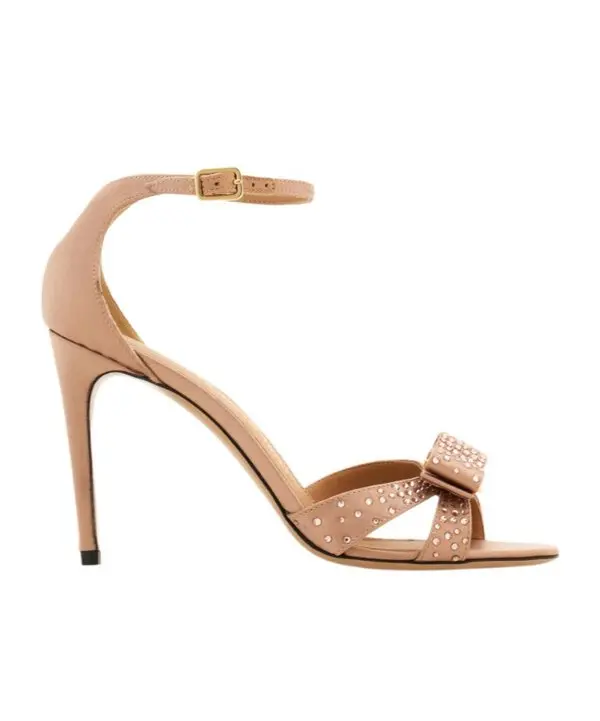 FERRAGAMO Vara Bow Sandal With Crystals - Nude