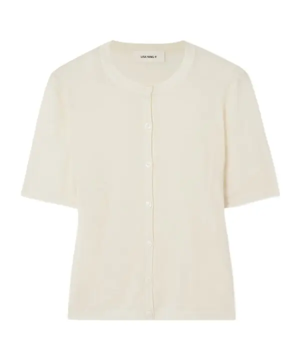 LISA YANG Short-sleeved Knitted Cardigan - Ivory