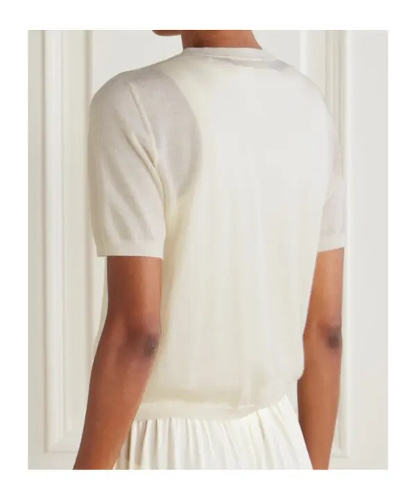 LISA YANG Short-sleeved Knitted Cardigan - Ivory
