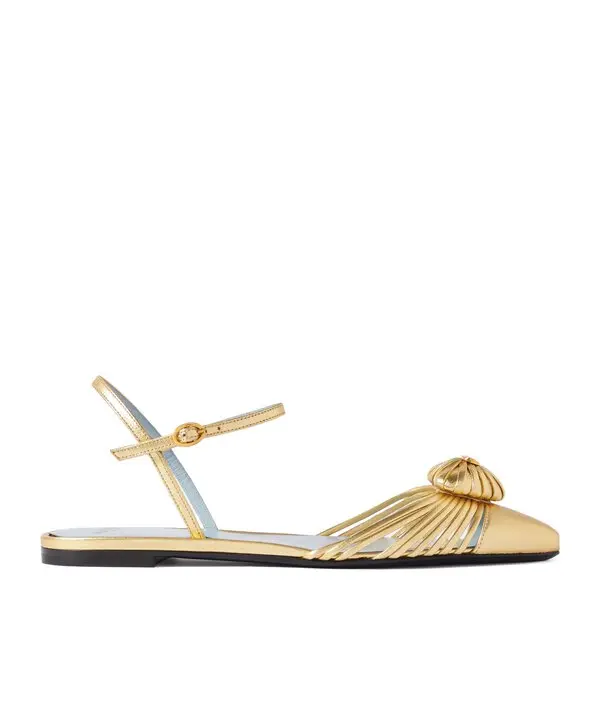 Valentino Garavani Coeur Royal Laminated Nappa Ballerina Flats - Nude