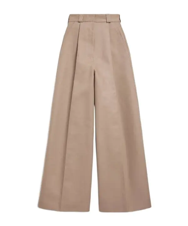 Balenciaga High-waisted Wide-leg Leather Patch Pants - Dune