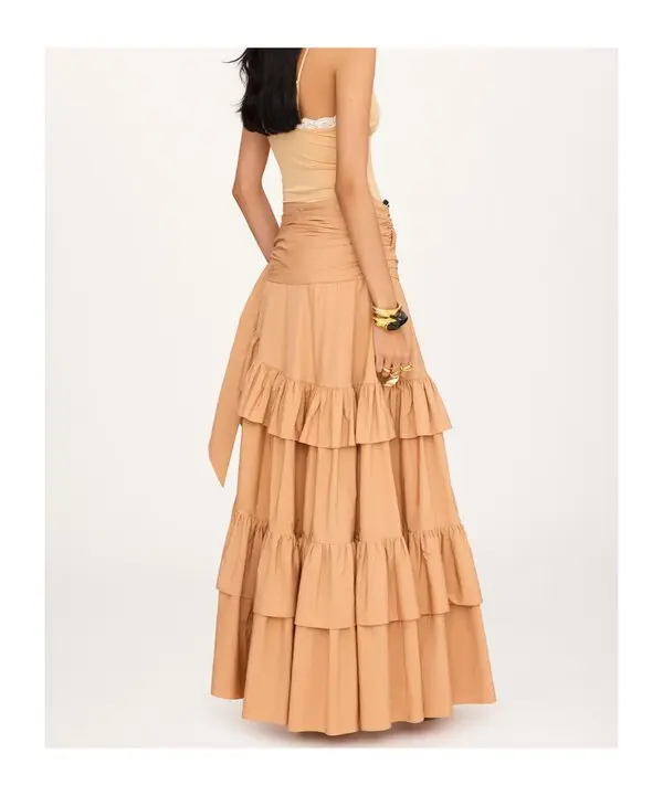 Chloé Tiered Ruffled Maxi Skirt - Nude