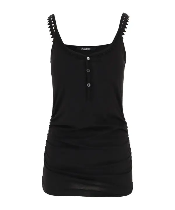 Jacquemus Le Debardeur Clavela Tank Top With Pleated Details - Black