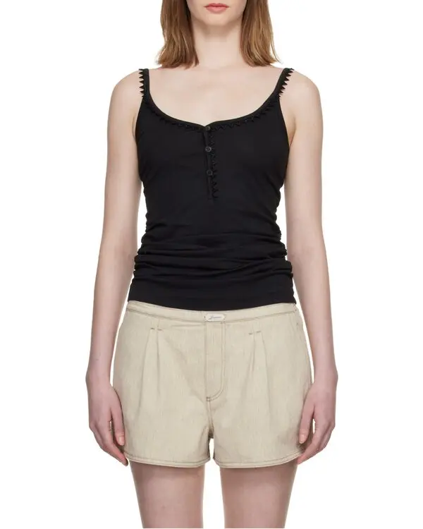Jacquemus Le Debardeur Clavela Tank Top With Pleated Details - Black