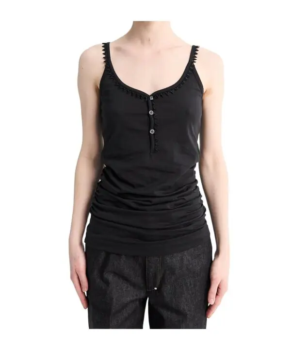 Jacquemus Le Debardeur Clavela Tank Top With Pleated Details - Black