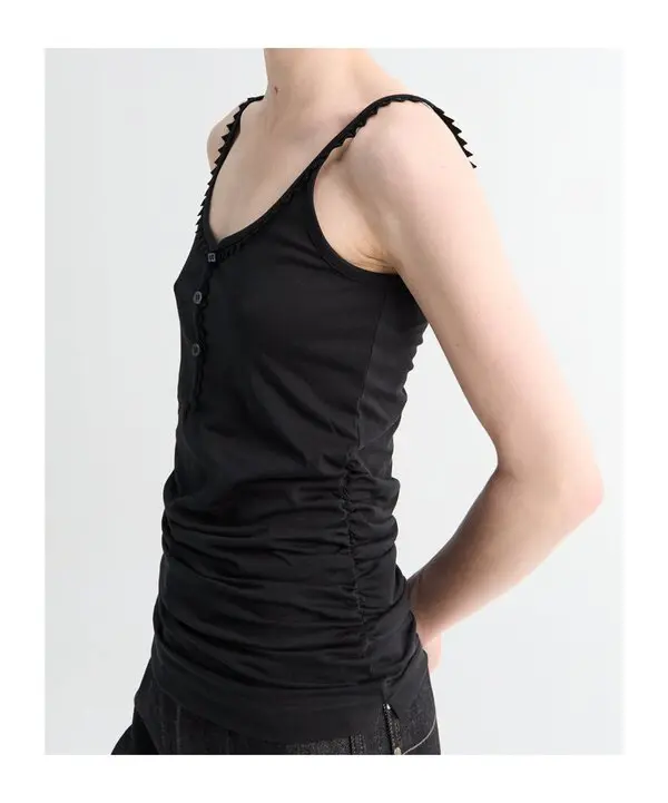 Jacquemus Le Debardeur Clavela Tank Top With Pleated Details - Black