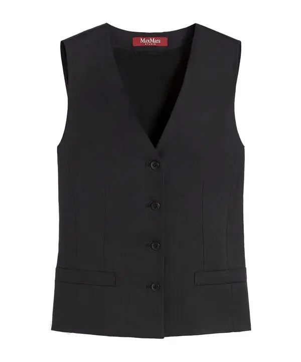 Max Mara V-neck Button-front Linen Waistcoat - Black