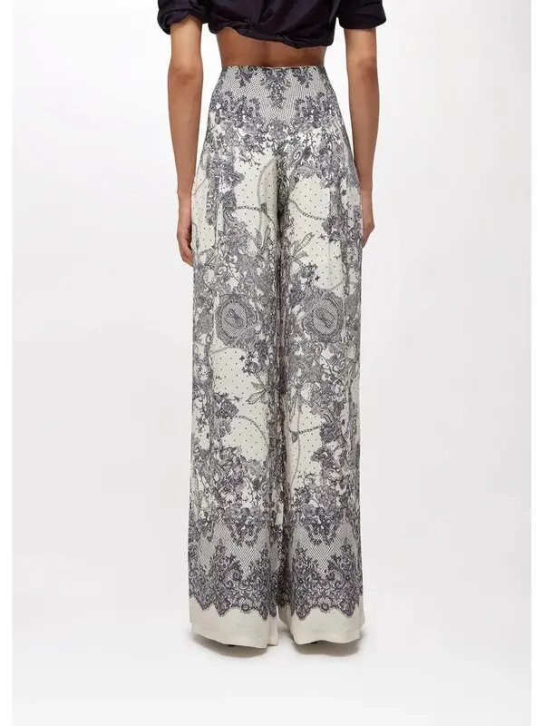 BLUGIRL Floral Lace Detailed Wide Leg Trousers