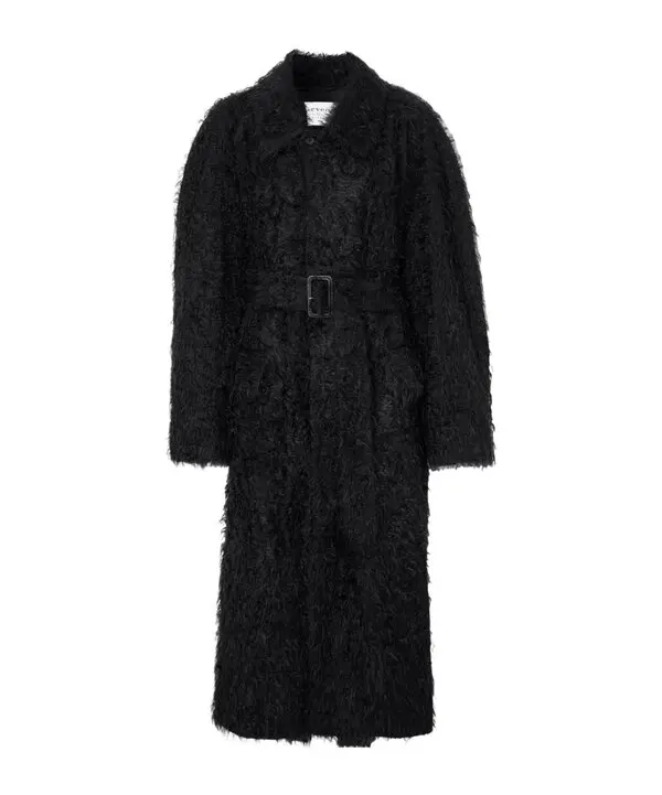 Carven Belted Faux-shearling Coat