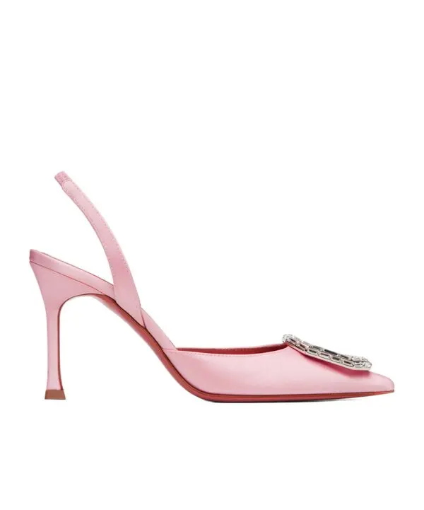 Amina Muaddi Camelia Sling 90 Crystal Embellished High-heeled Sandals - Pink
