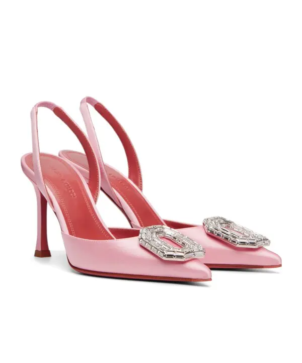 Amina Muaddi Camelia Sling 90 Crystal Embellished High-heeled Sandals - Pink