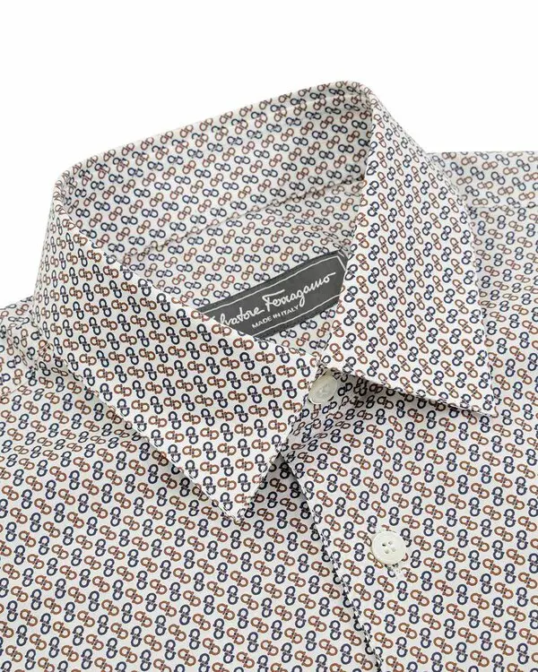 FERRAGAMO Logo Lapel Shirt - Gray