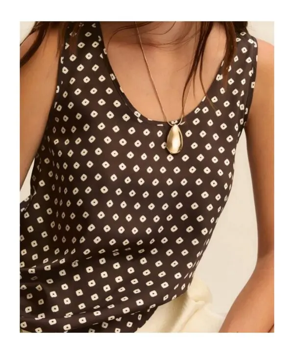 Marella Polka Dot Sleeveless Vest - Black