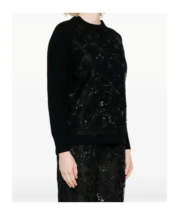 ERMANNO FIRENZE Embellished Crew Neck Long Sleeve Sweater
