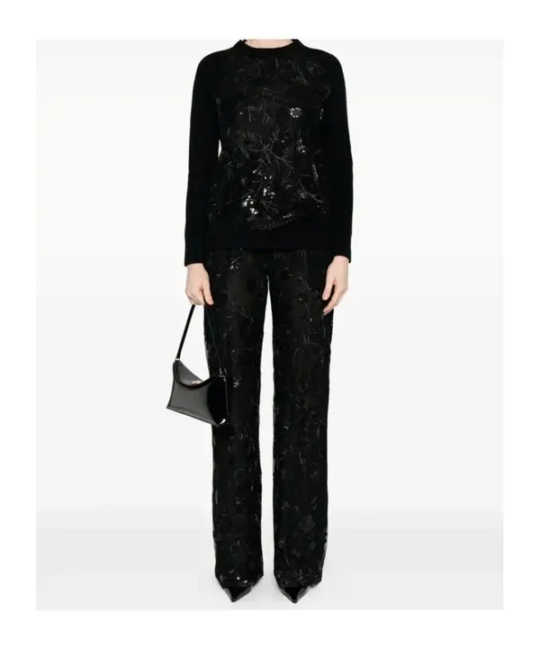 ERMANNO FIRENZE Embellished Crew Neck Long Sleeve Sweater