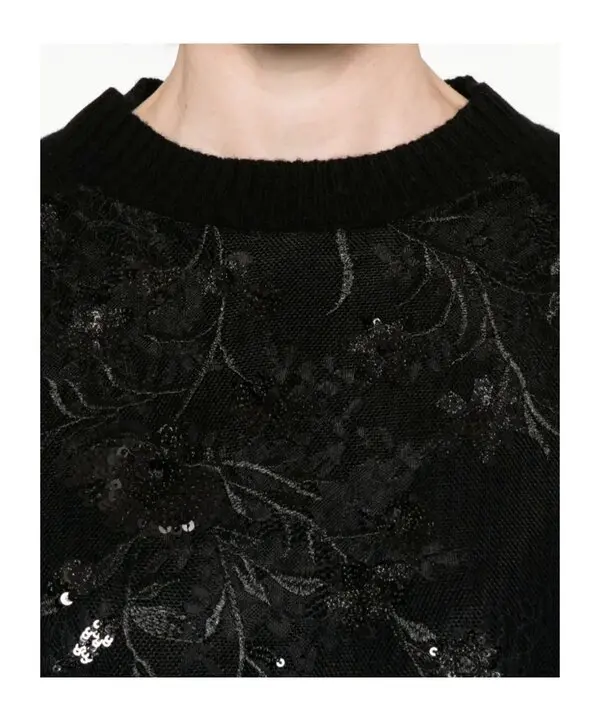 ERMANNO FIRENZE Embellished Crew Neck Long Sleeve Sweater