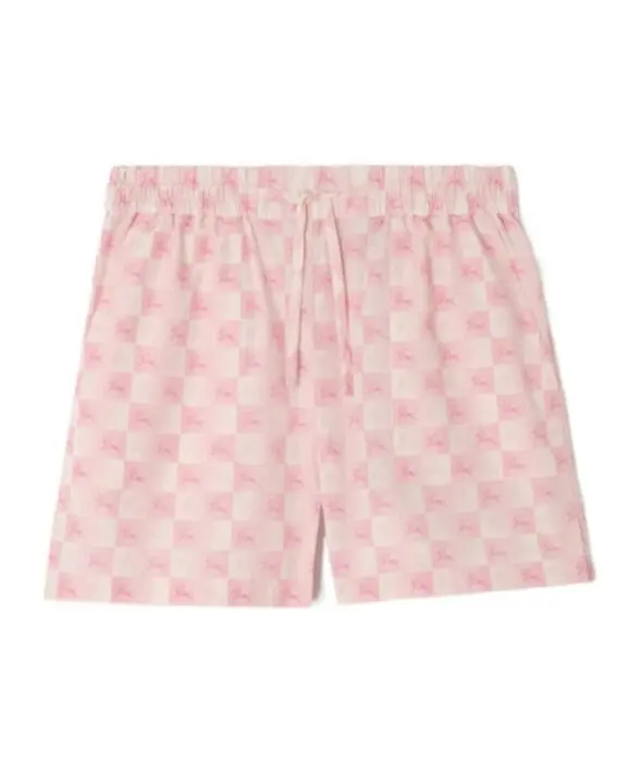 Burberry Ekd Checkerboard Cotton Poplin Shorts - Peony Powder