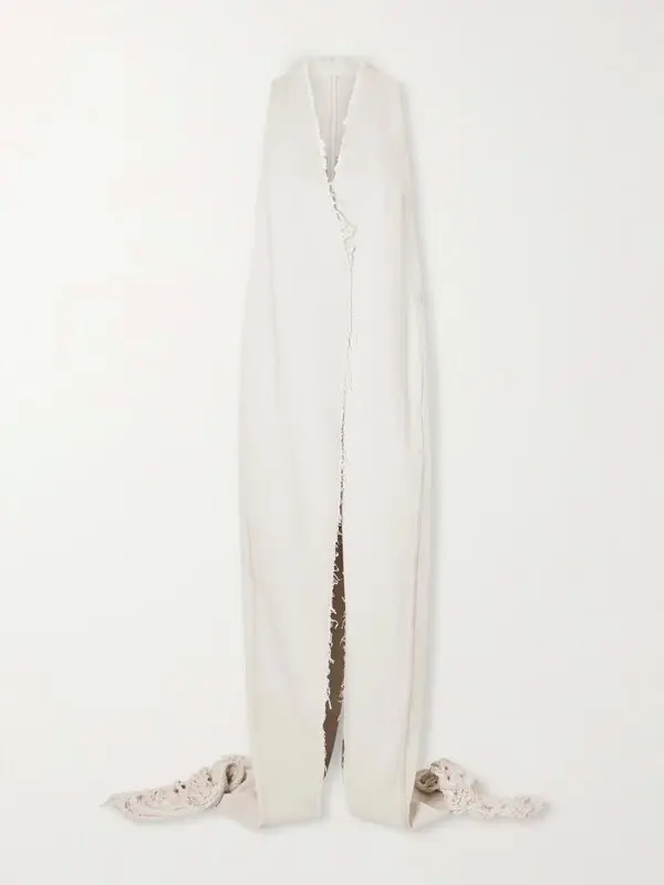 Rick Owens Cyclops Distressed Denim Coat - White