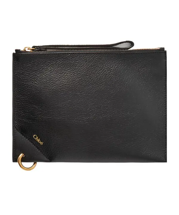 Chloé Embellished Textured Leather Pouch