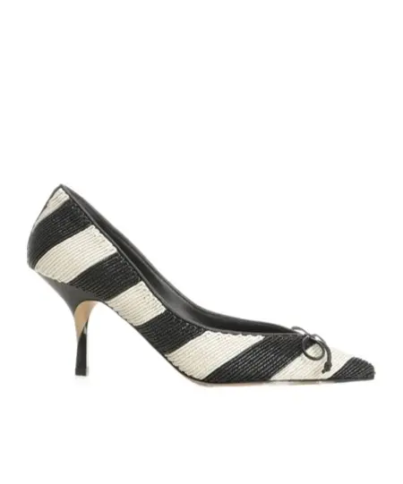 Jacquemus Pointed Toe High Heel Pumps With Bow Detailing - White