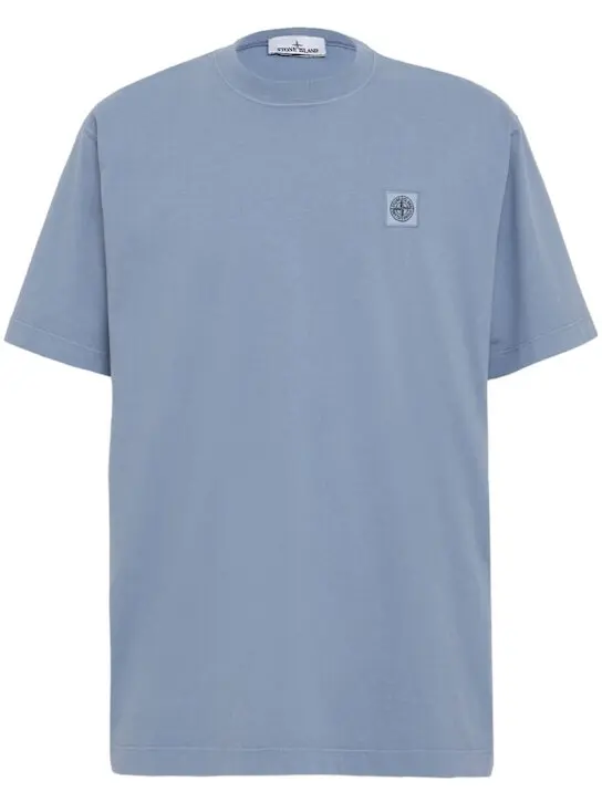 Stone Island Logo Patch Cotton T-shirt - Blue